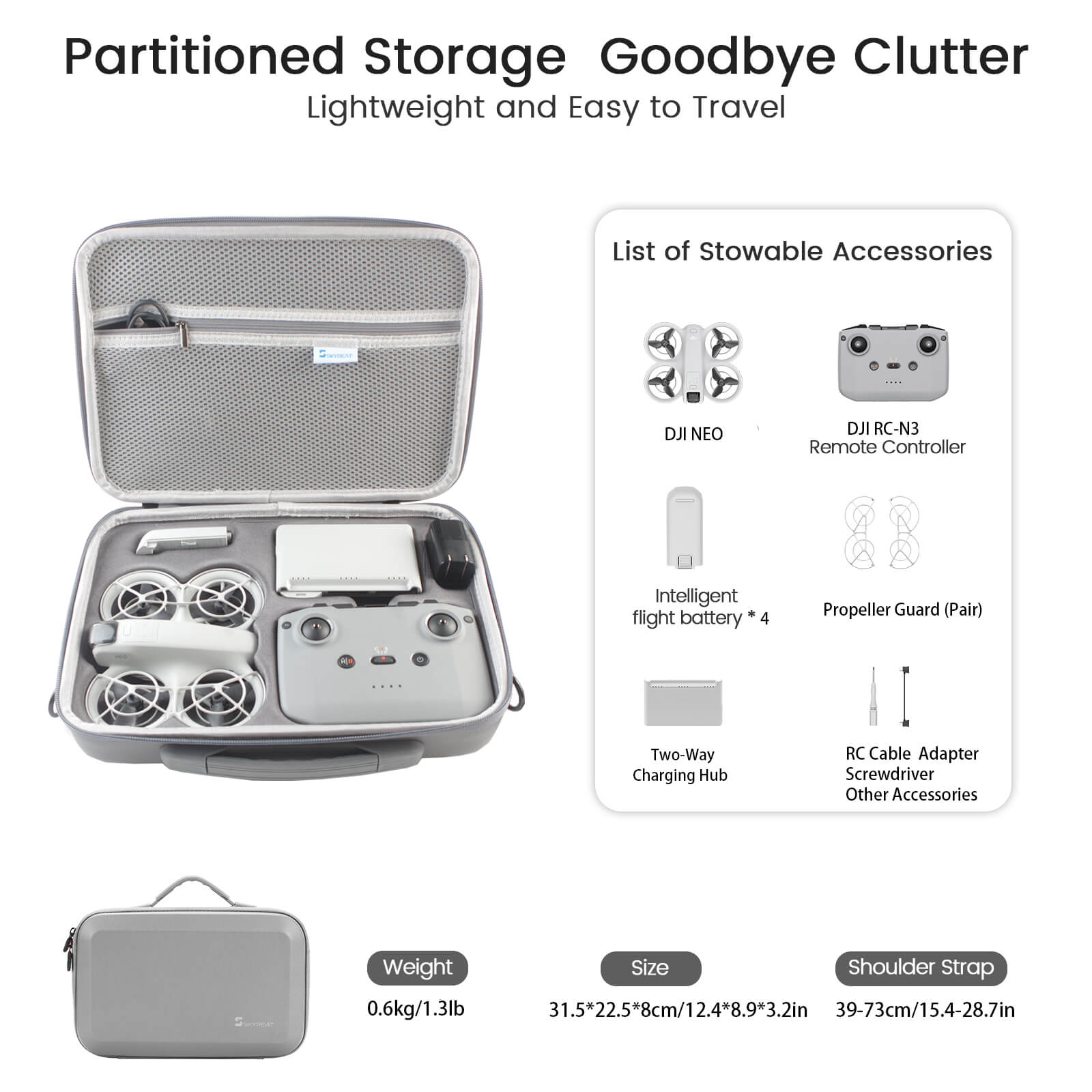 Skyreat Neo Case, Portable PU Leather Storage Neo Shoulder Bag for DJI ...